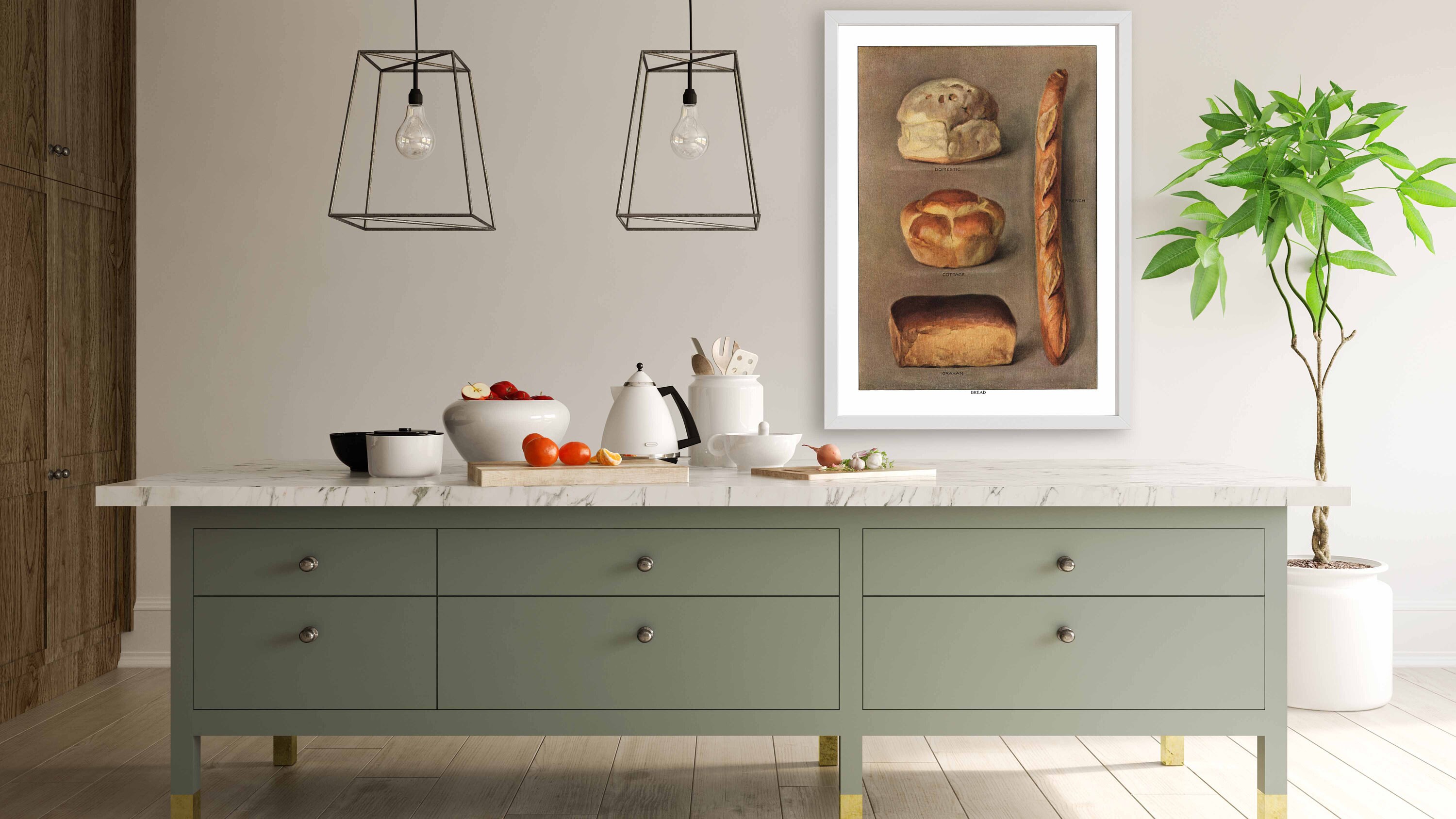 Vintage Bread Chart Kitchen Wall Art Cafe Restaurant French Bakery ...