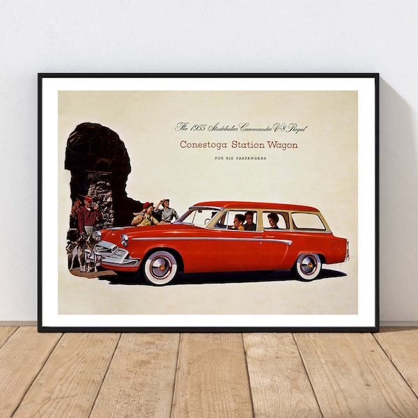 Red Car Retro Print - Etsy