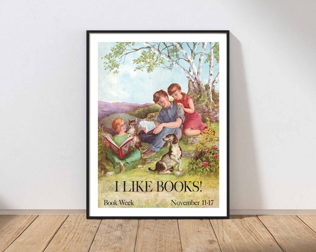 Vintage Reading I Like Books Poster Wall Art MAILED Print or INSTANT ...