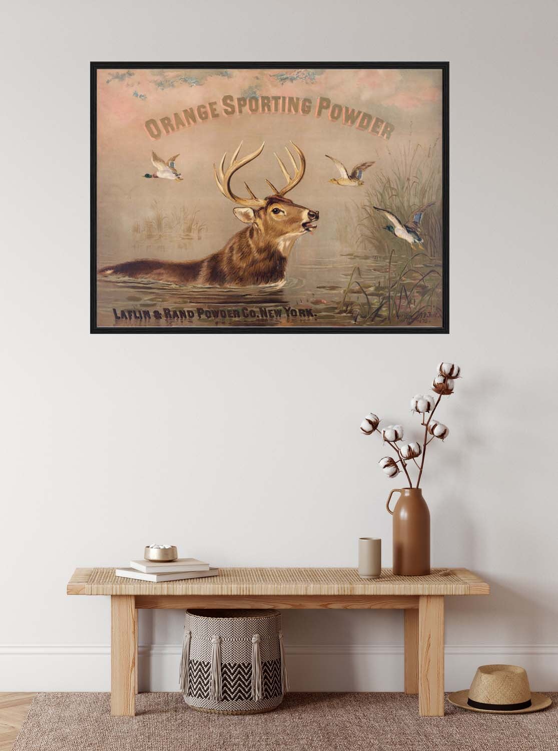 Vintage Moose Deer Elk Hunting Poster Wall Art Ducks Lake Rustic ...
