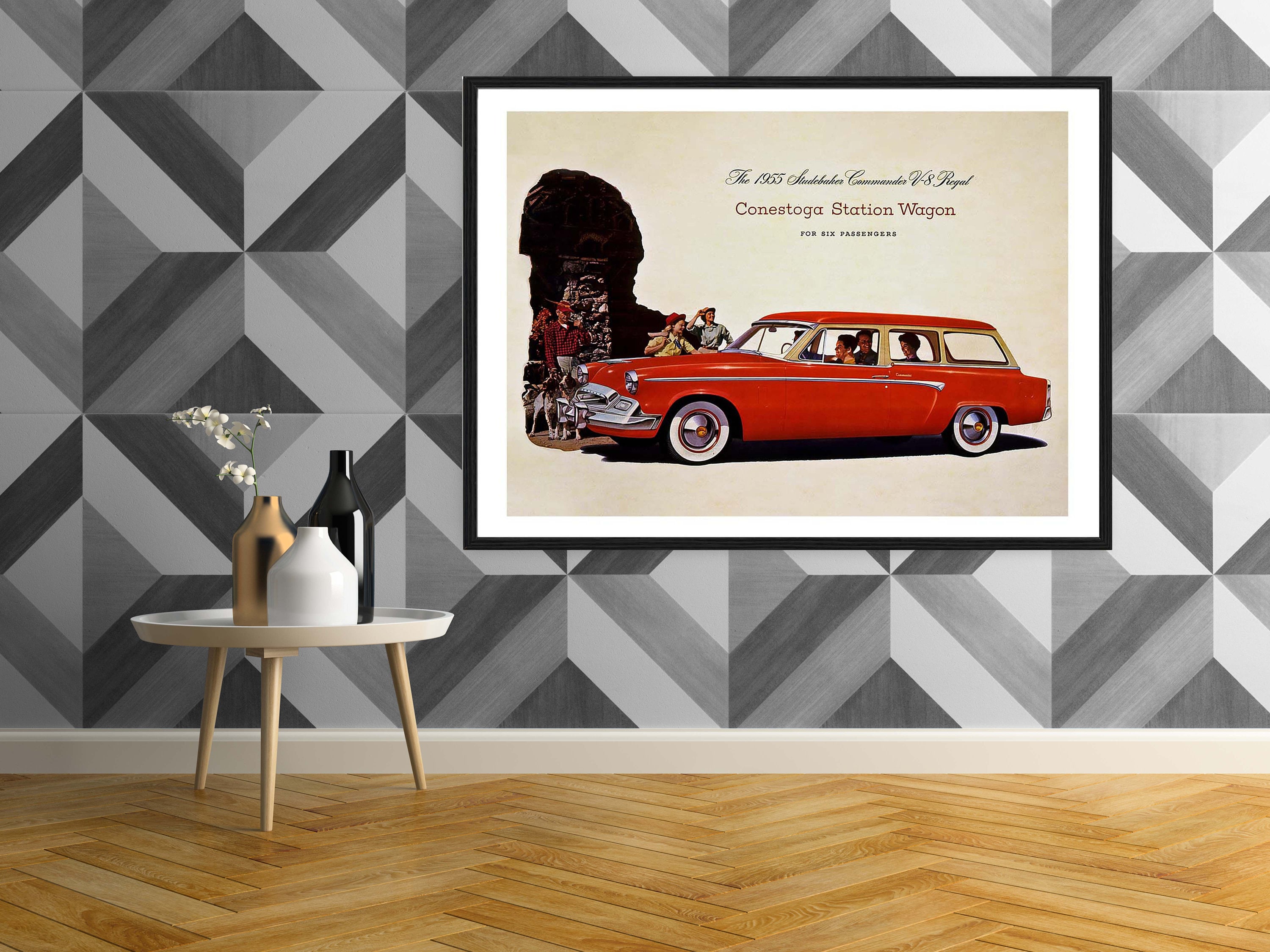 Vintage Red Car Wall Art Poster Collector Advertisement Office Playroom ...