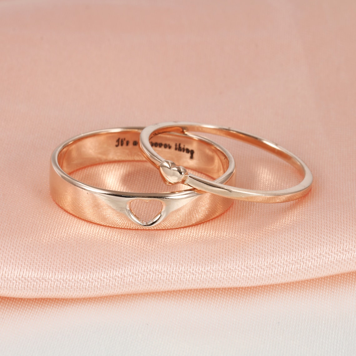 Heart Matching Rings Couples Rings Set Sterling Silver | Etsy