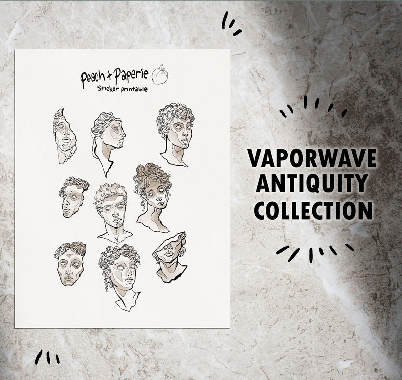 Vaporwave Stickers | Printable Stickers | Digital Stickers | Clipart ...