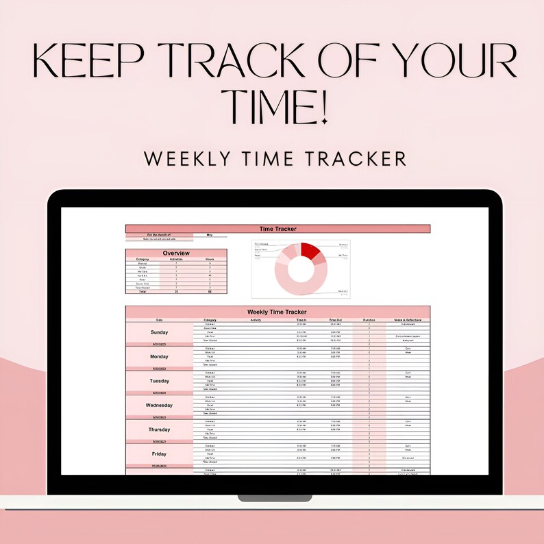 Weekly Time Planner Spreadsheet 1.0 Google Sheets Planner - Etsy