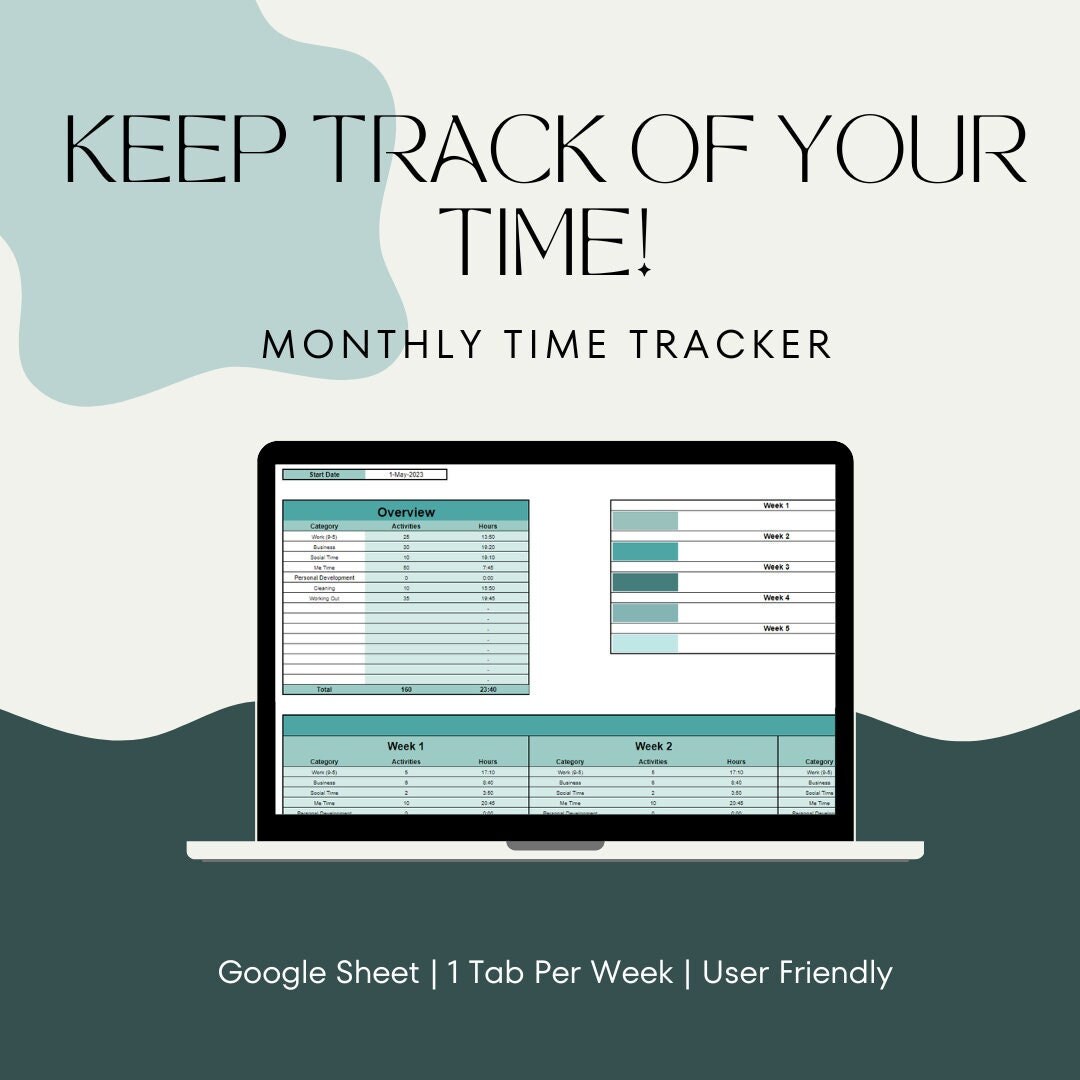 Monthly Time Planner Spreadsheet | Google Sheets | Planner Spreadsheet ...