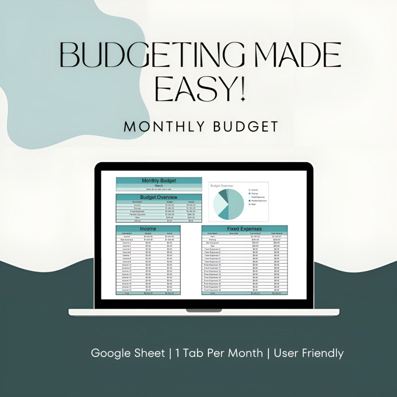 Monthly Budget Planner Spreadsheet | Google Sheets | Budget Spreadsheet ...