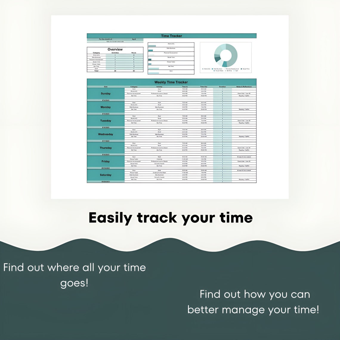 Weekly Time Planner Spreadsheet 1.0 Google Sheets Planner - Etsy