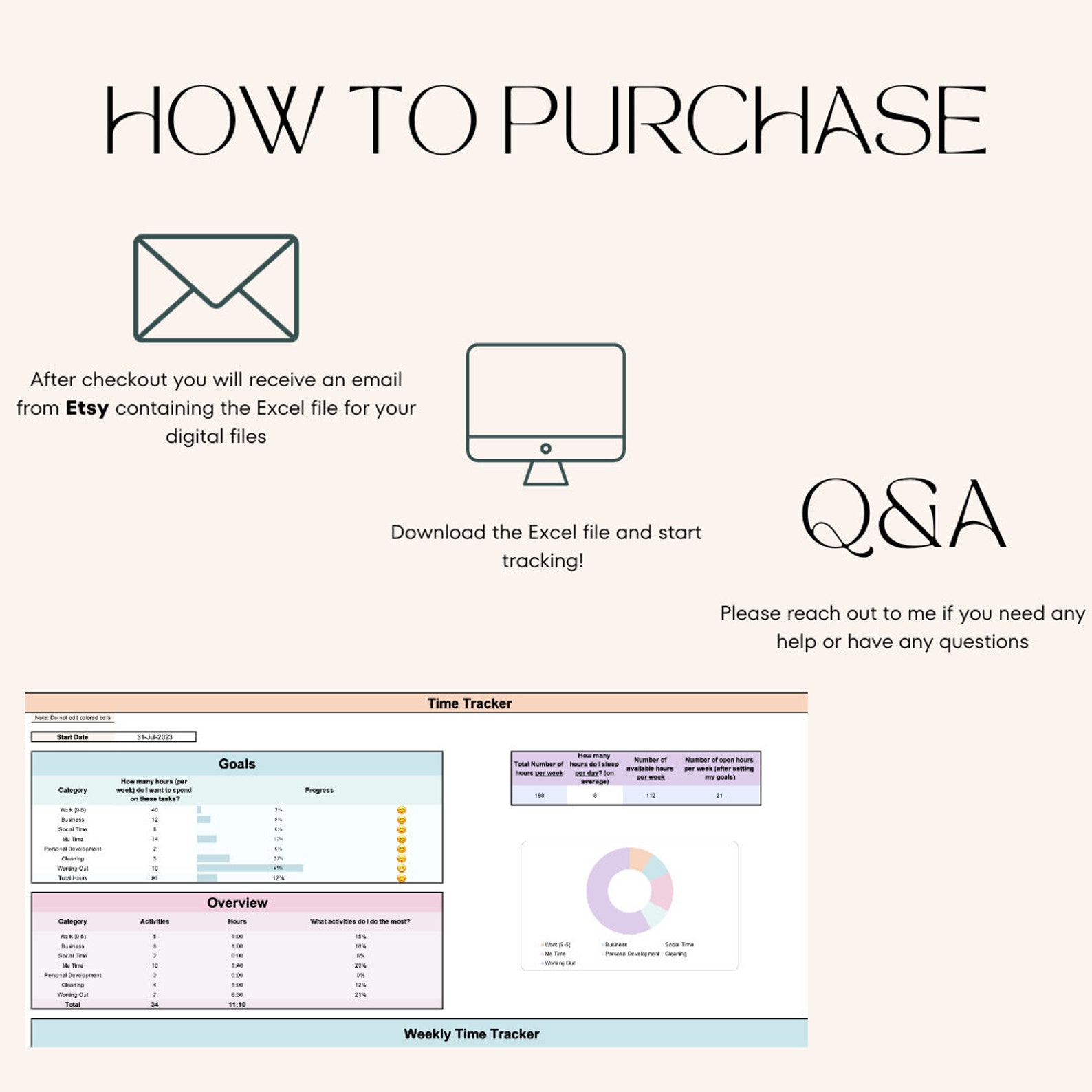 Weekly Time Planner Excel Spreadsheet 2.0 | Planner Spreadsheet | Task ...