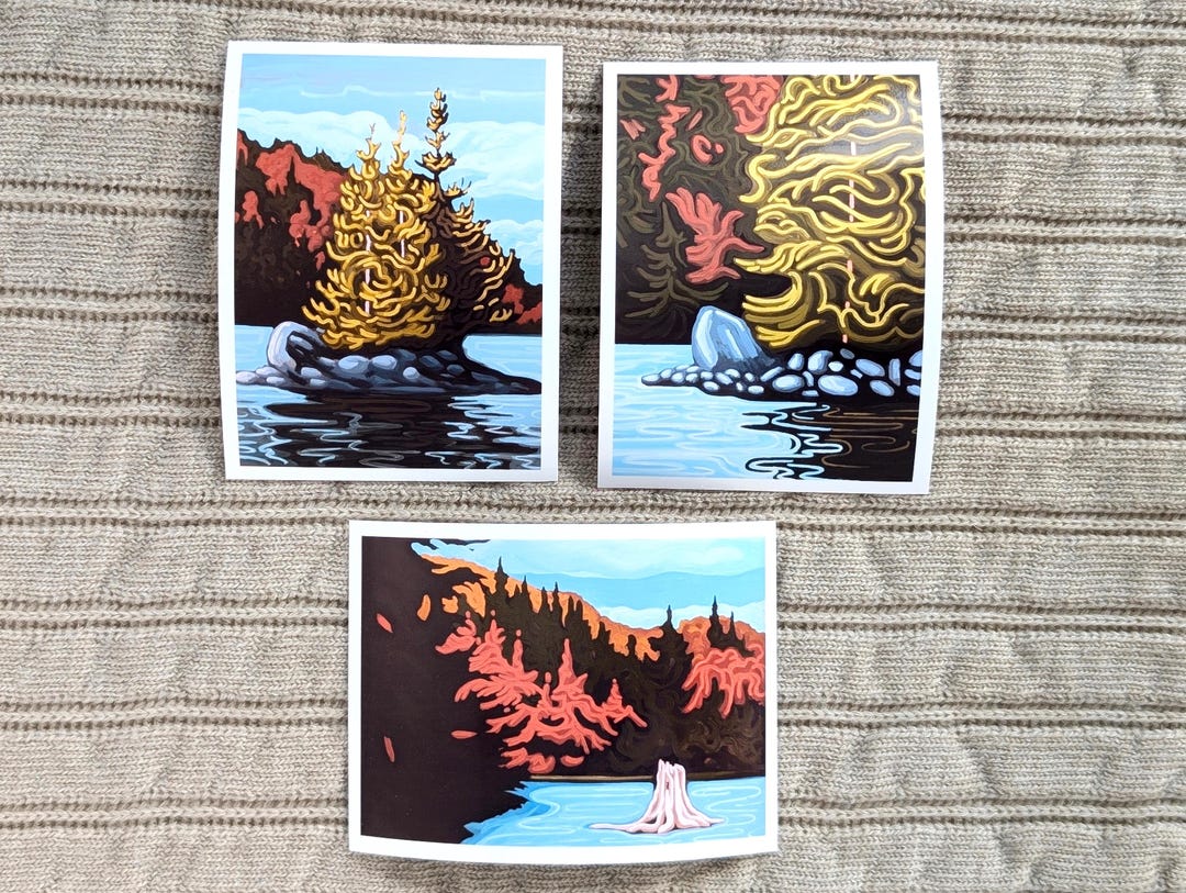Algonquin Park in Fall Sticker Set | Set of 3 Handmade Glossy Vinyl Art ...