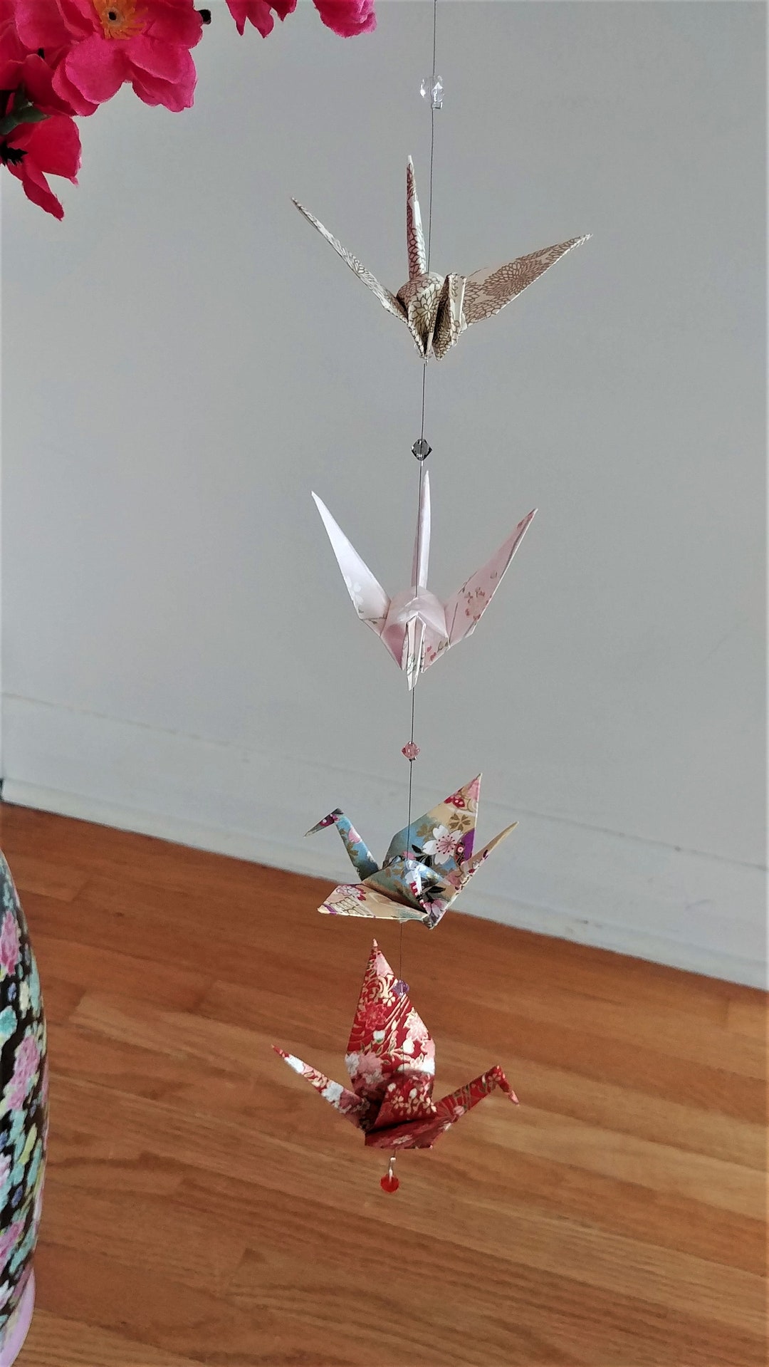 Personalized Origami Cranes Suncatcher, Swarovski Crystal, String of ...