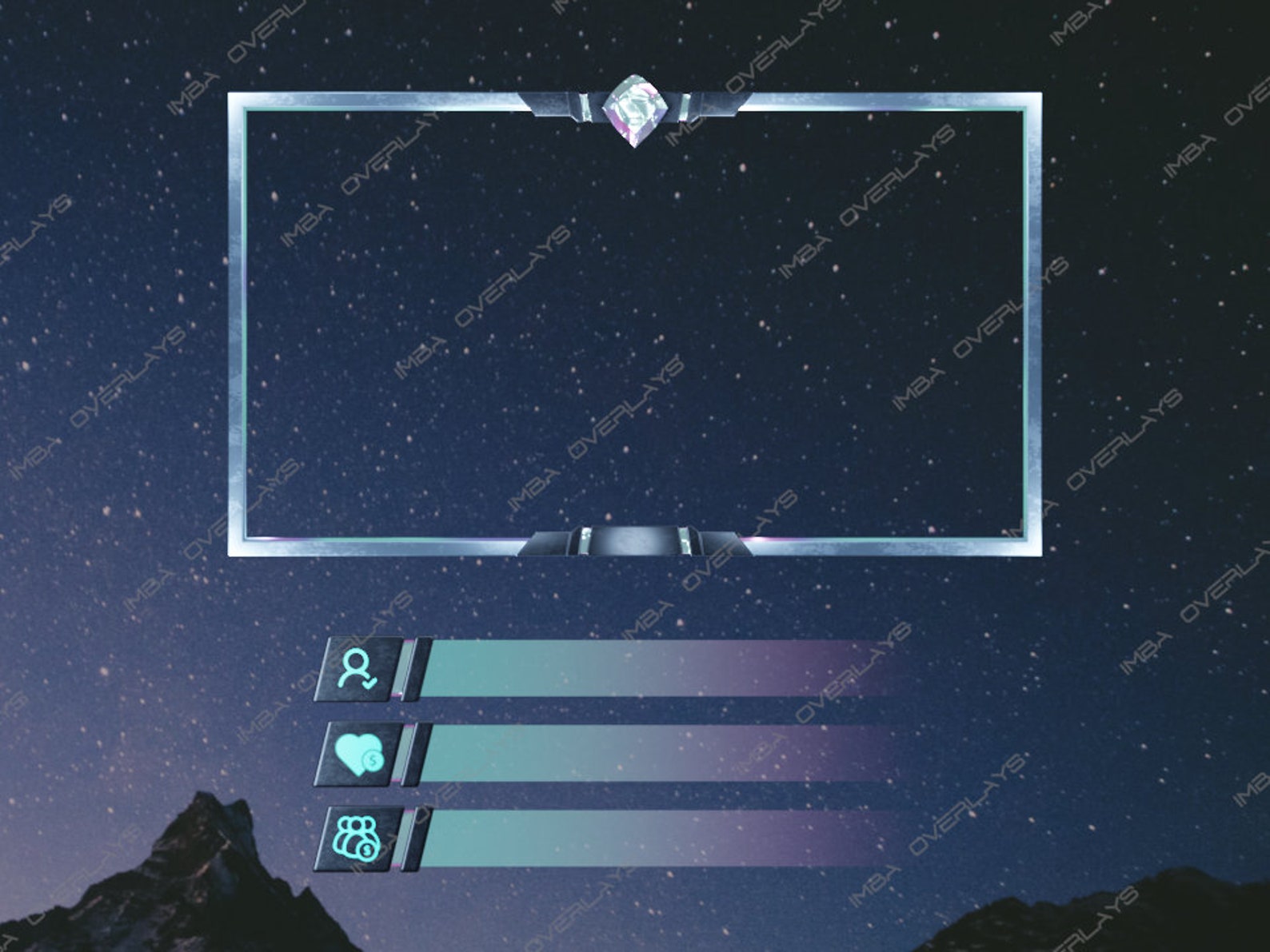 Diamond - Twitch Overlay - Animated Webcam Overlay and Panels Design - Etsy