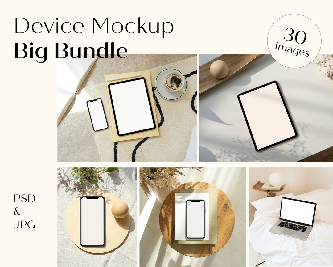 Digital Device Mockup Big Bundle Iphone, iPad Pro, MacBook Laptop ...