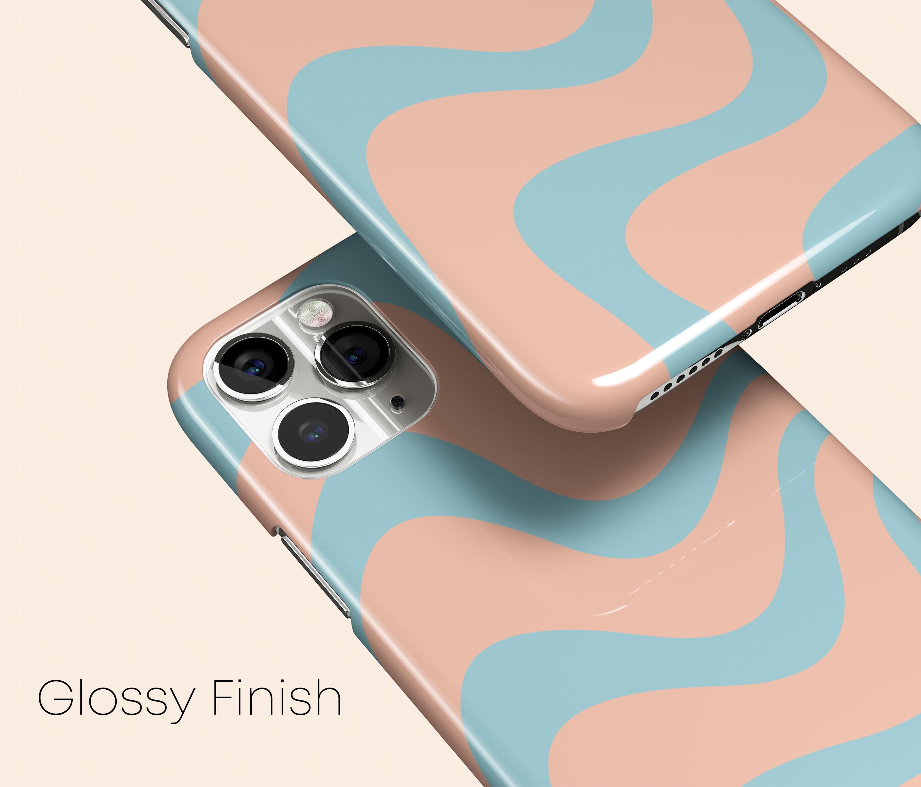 Pastel Retro Phone Case, Wavy Lines iPhone 16 Case, Peach iPhone 15 ...