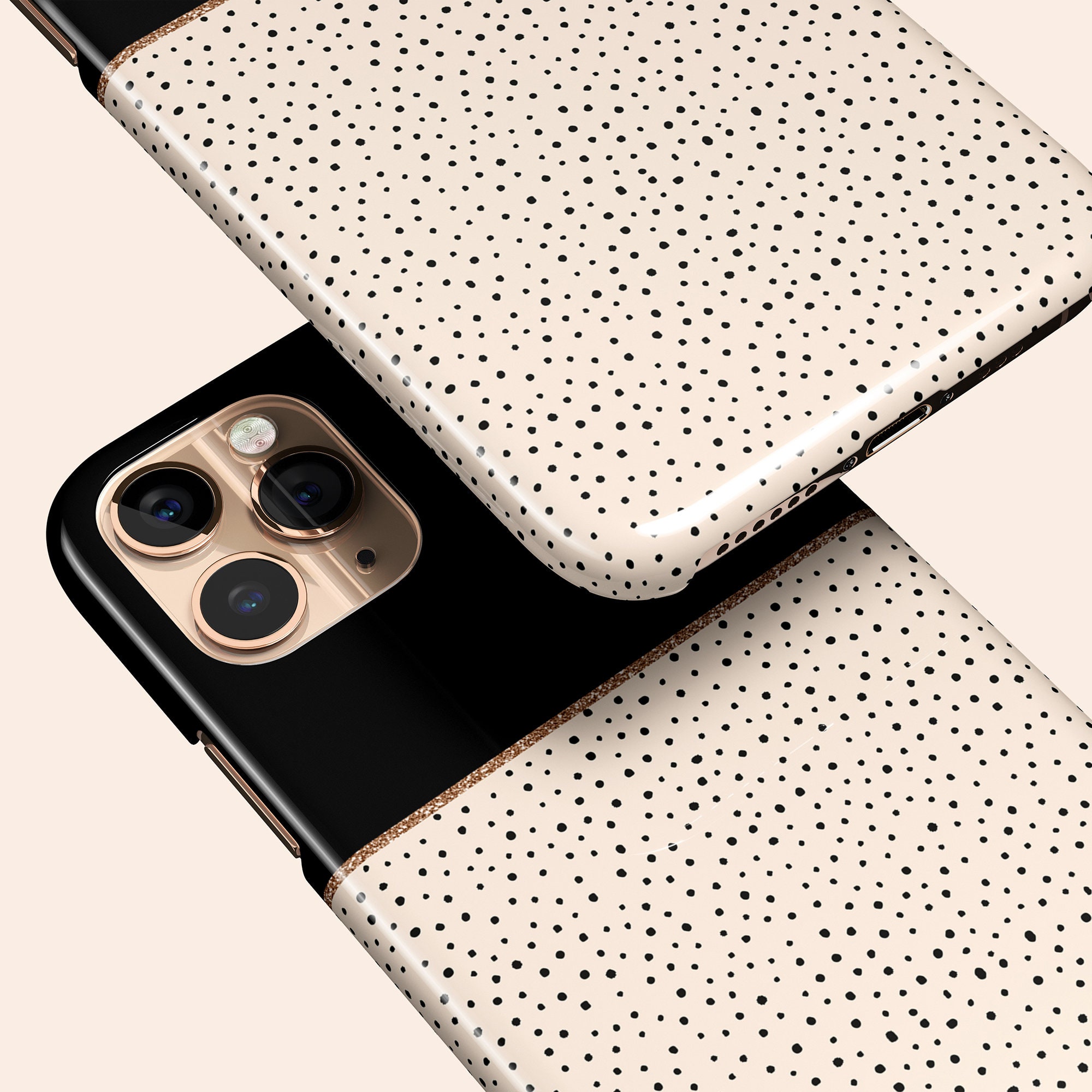 Black Colorblock Iphone 13 Case Cream Dot Iphone 12 Case - Etsy