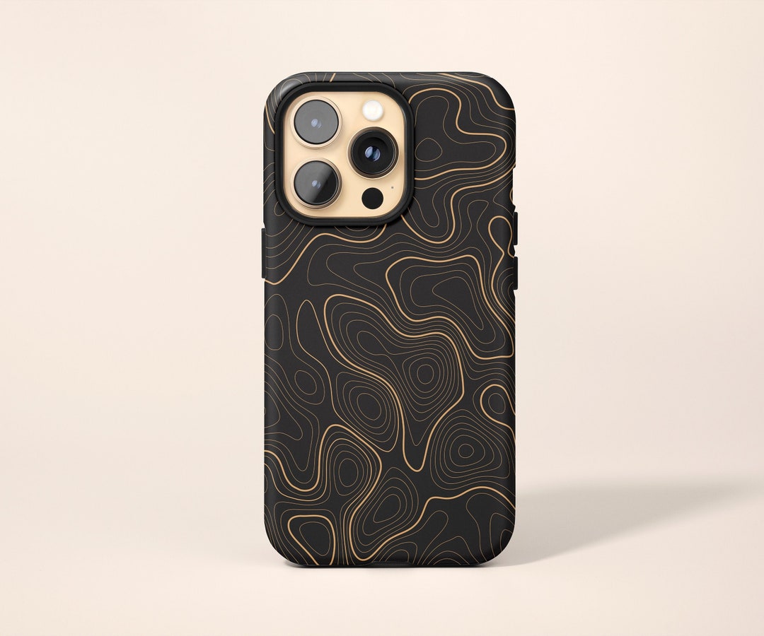 Black Topographic Phone Case | Map iPhone 14 Case | Abstract iPhone 13 ...