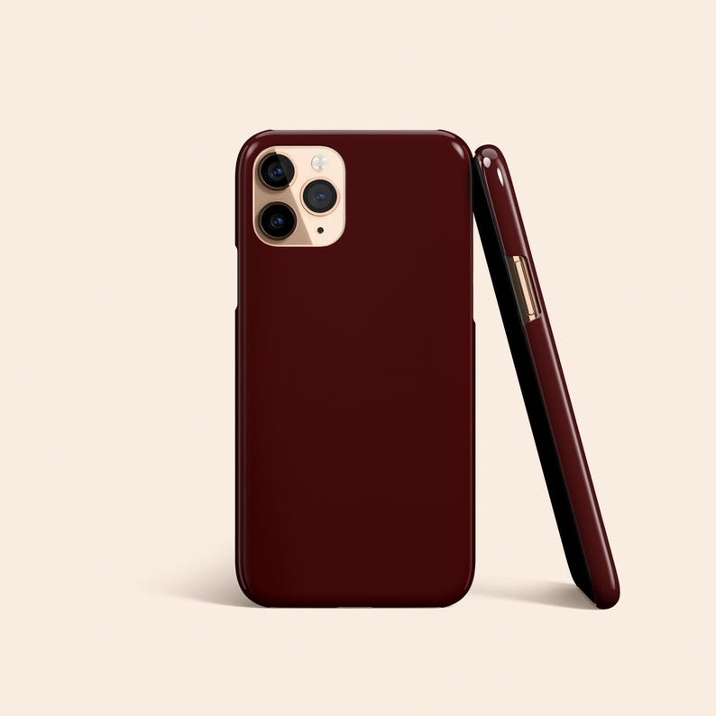 Dark Burgundy Phone Case, Solid Color iPhone 15 Tough Case, Minimal ...
