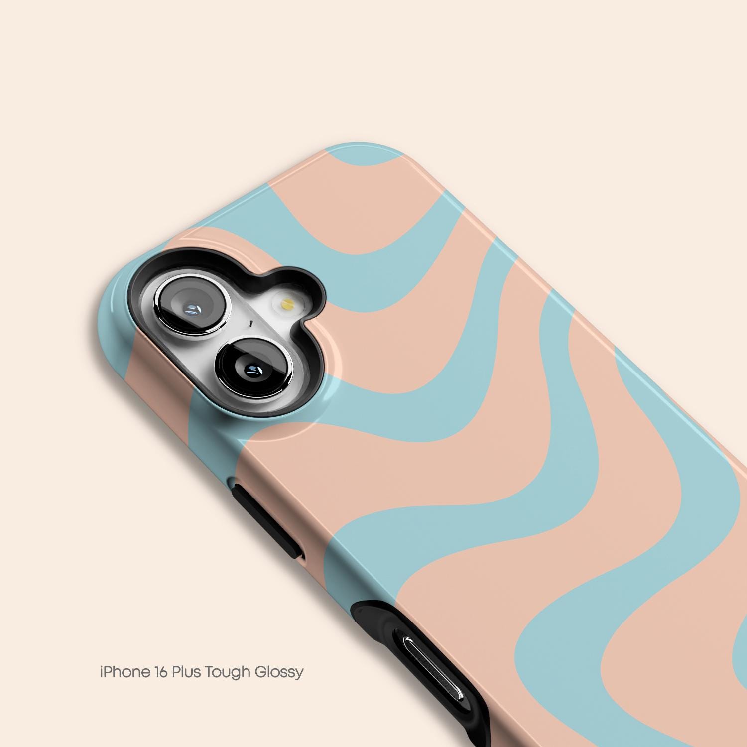 Pastel Retro Phone Case, Wavy Lines iPhone 16 Case, Peach iPhone 15 ...