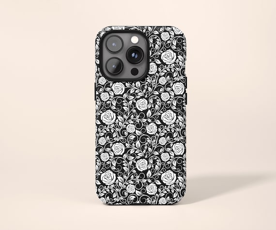 Black and White Roses Phone Case White Floral Iphone 13 Case - Etsy