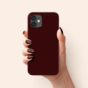 Dark Burgundy Phone Case, Solid Color iPhone 15 Tough Case, Minimal ...