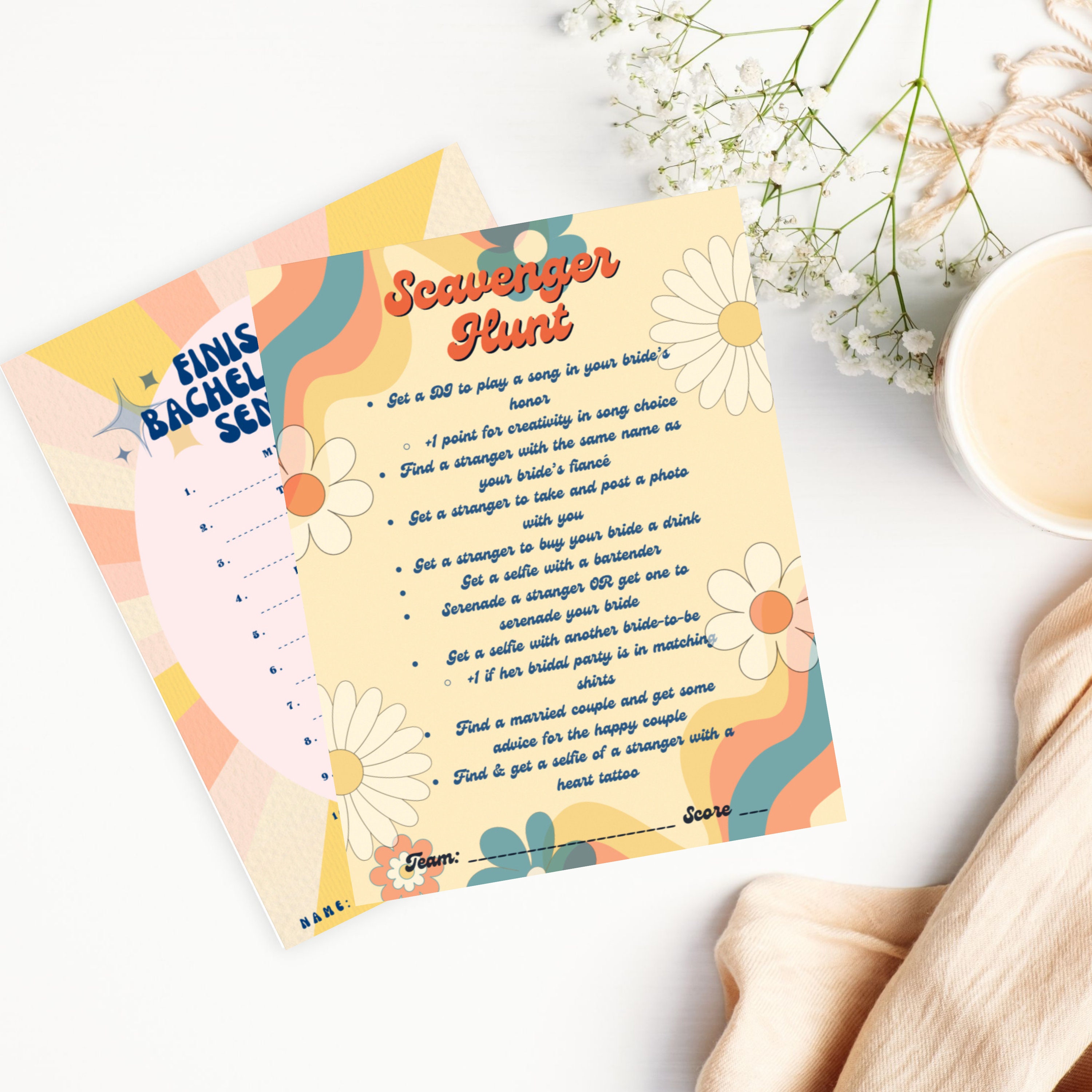 Bachelorette Party Game Bundle - Groovy Hippie Vintage Retro Theme - Etsy