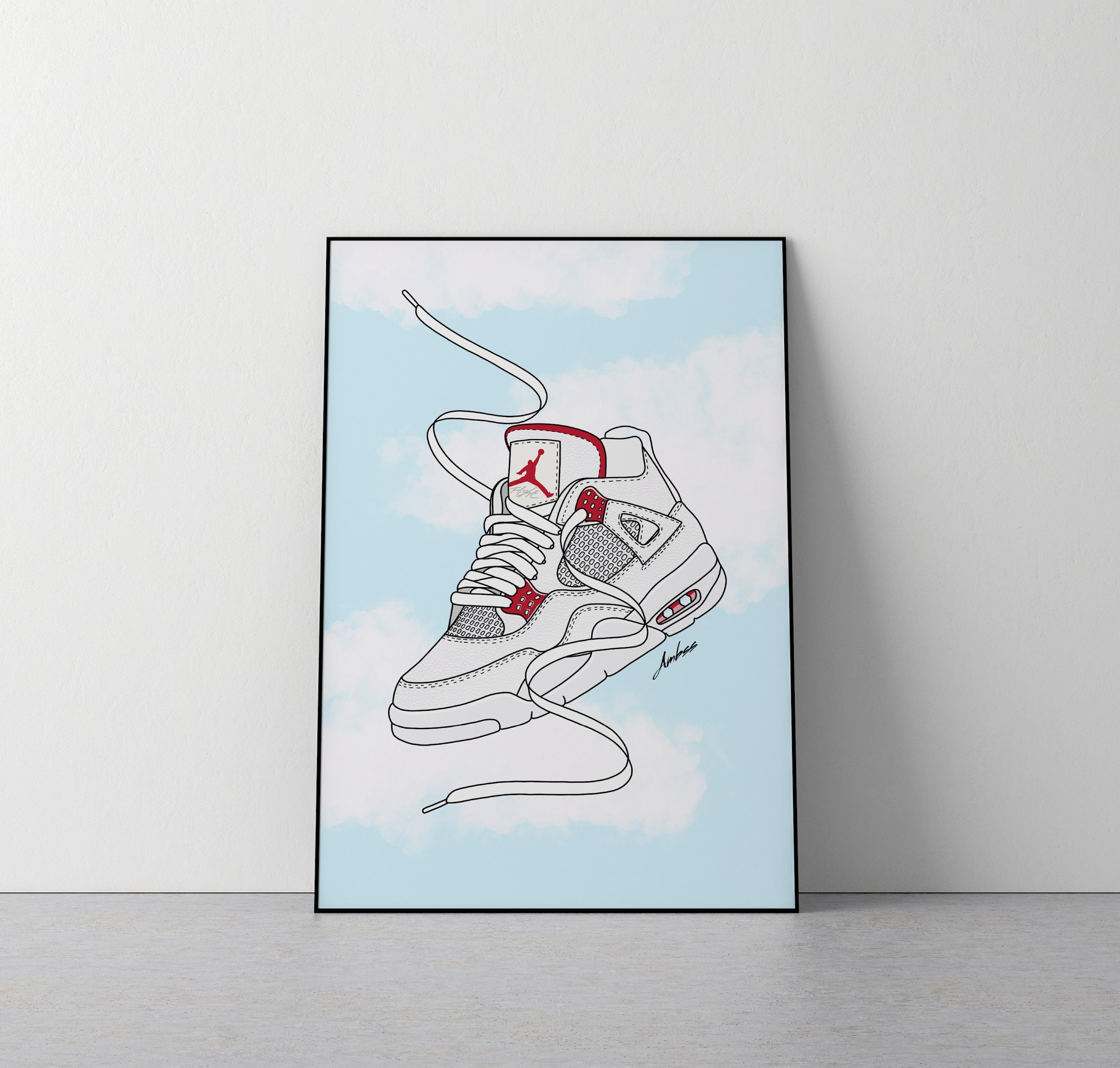 Poster Jordan 4 Retro Metallic Red - Etsy