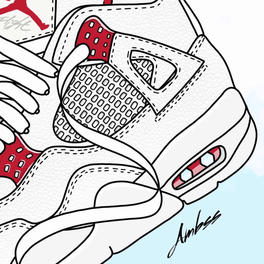 Poster Jordan 4 Retro Metallic Red - Etsy