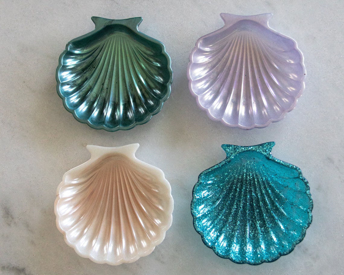 Multiple colors Epoxy Resin Shell Trinket Dish Soap Dish | Etsy