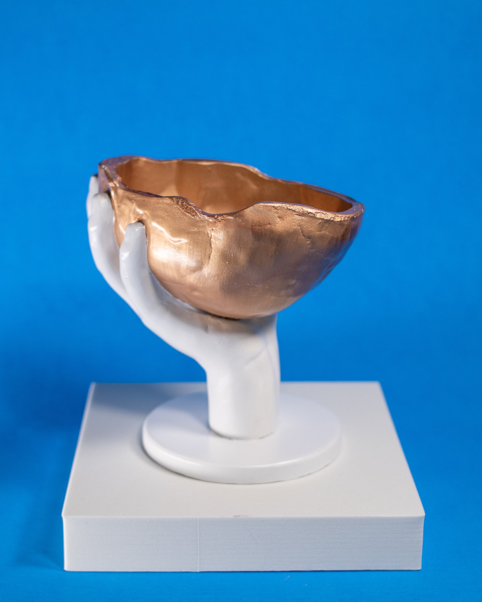 Plaster Hand Sculpture With Bowl Hand With Gold Skull - Etsy