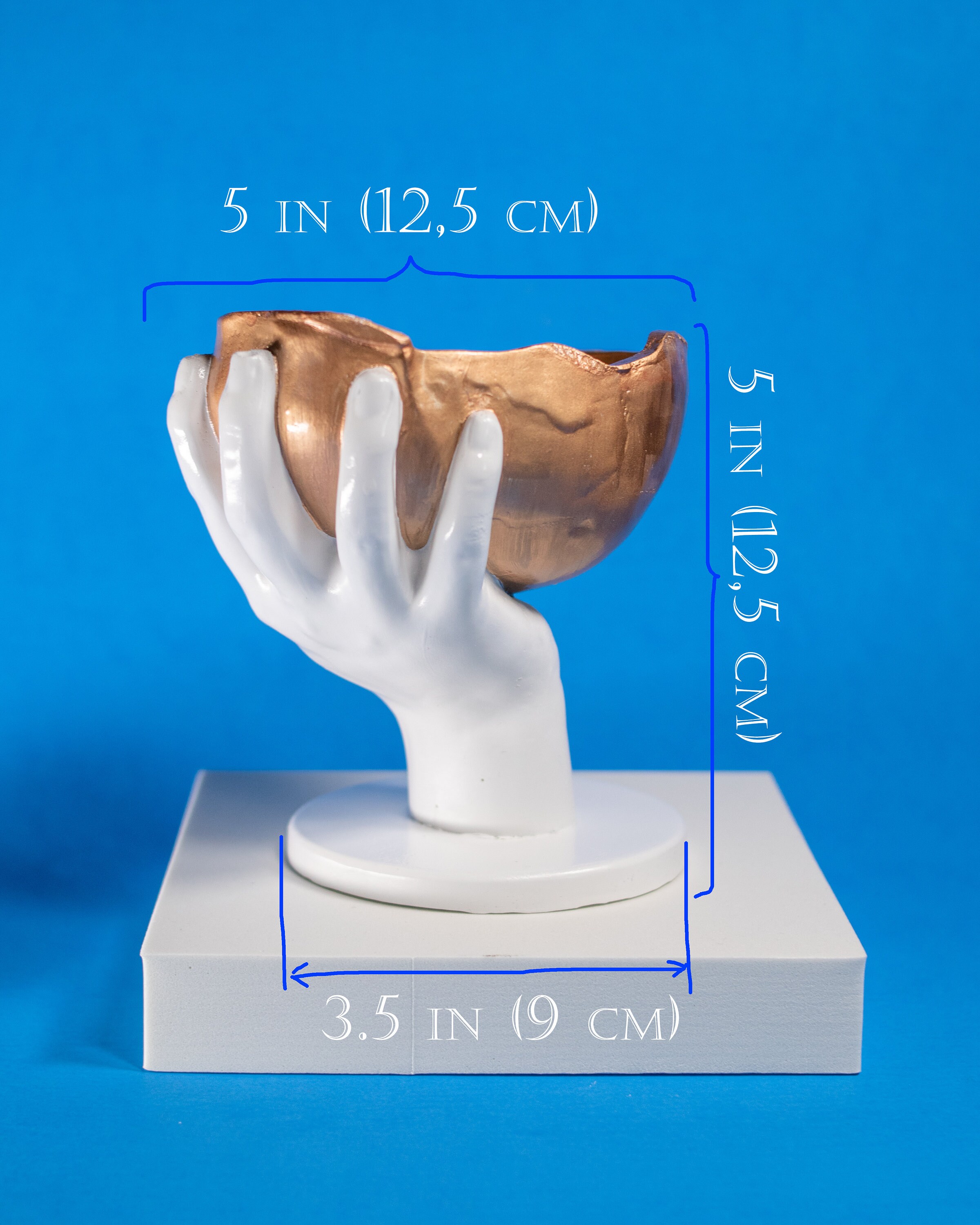 Plaster Hand Sculpture With Bowl Hand With Gold Skull - Etsy