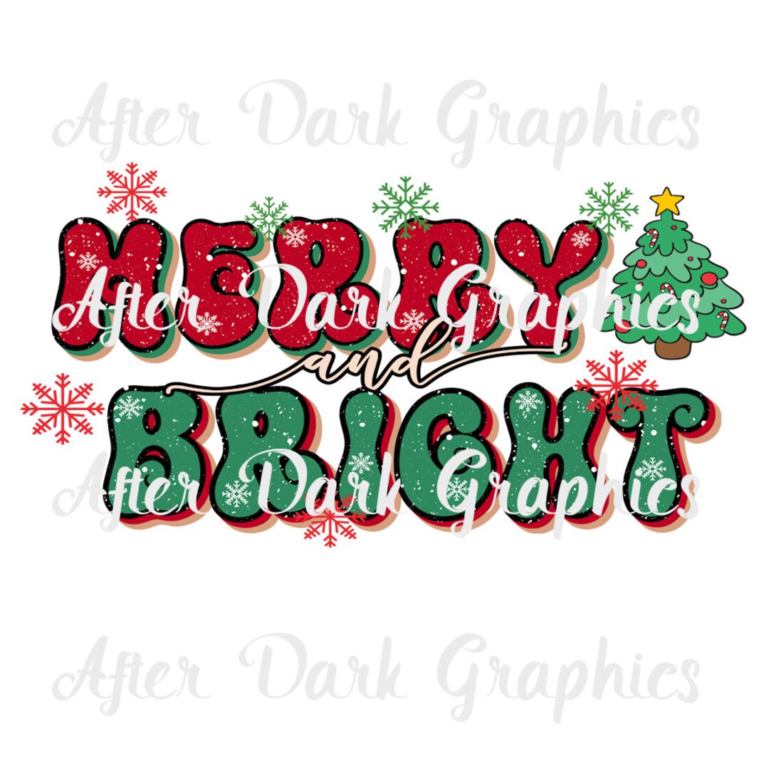 Merry and Bright Sublimation Design PNG, Digital Download, Merry and ...