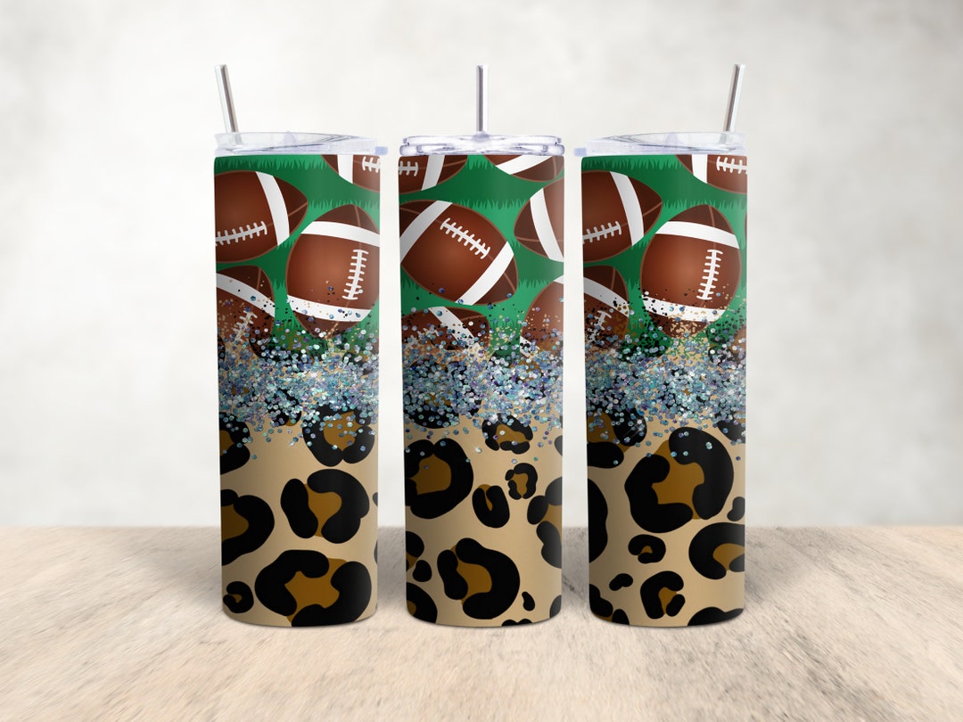 Leopard Print Football Tumbler Wrap, Football Sublimation 20oz Tumbler ...