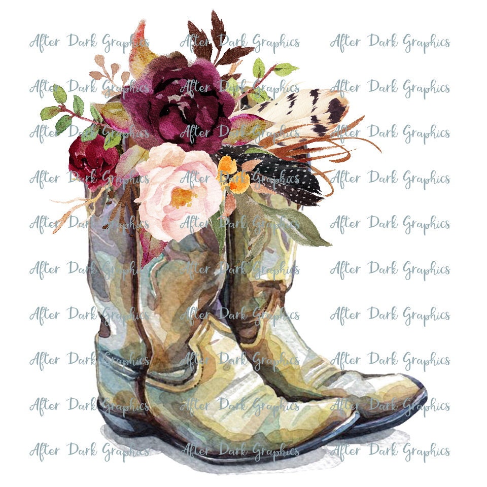Boots Sublimation Design Floral Boots Printable PNG Design - Etsy