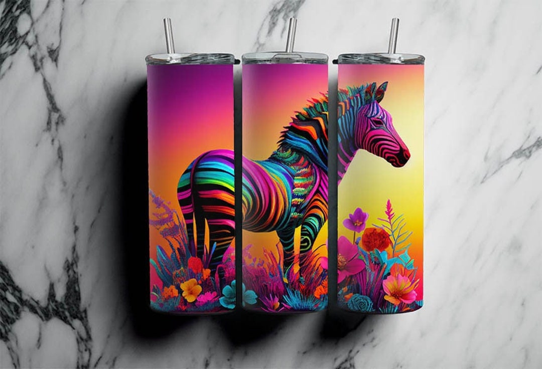 Zebra Tumbler Png, Rainbow Zebra Tumbler Wrap, Colorful Tumbler Design ...