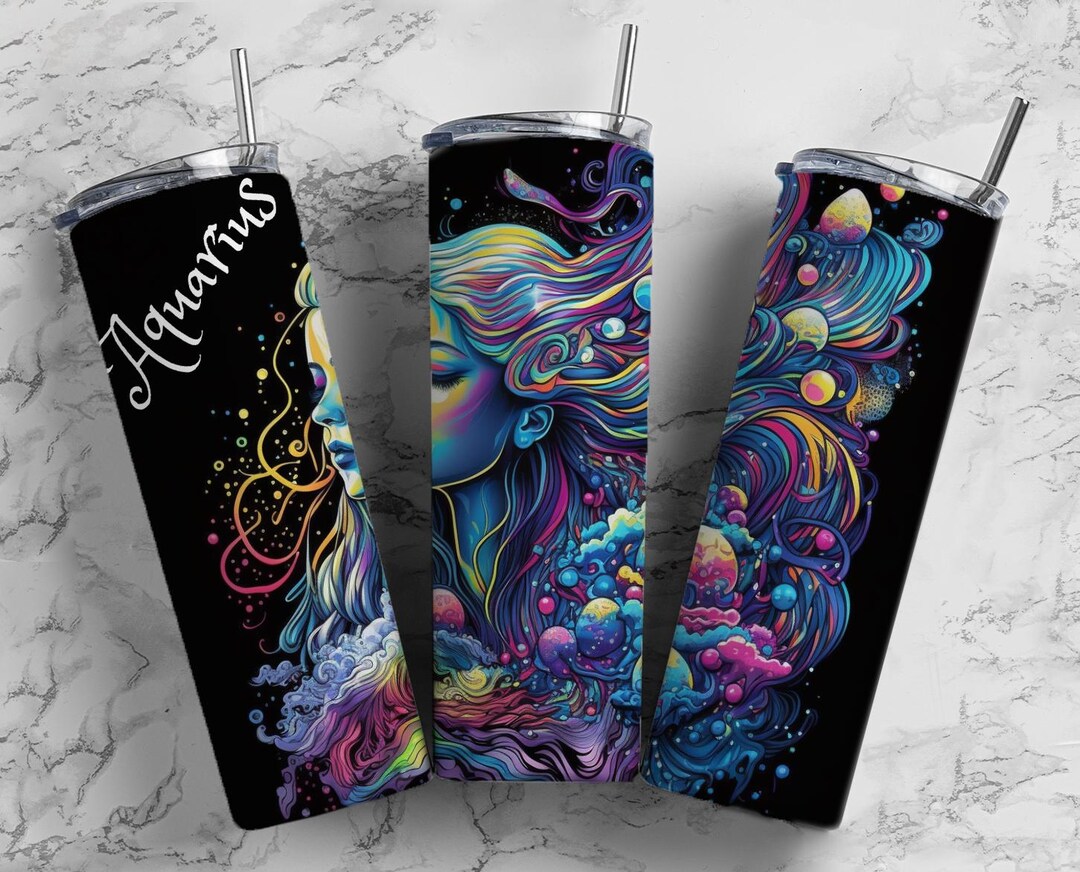 Aquarius Zodiac 20oz Tumbler Wrap, Tumbler Celestial Design, Astrology ...