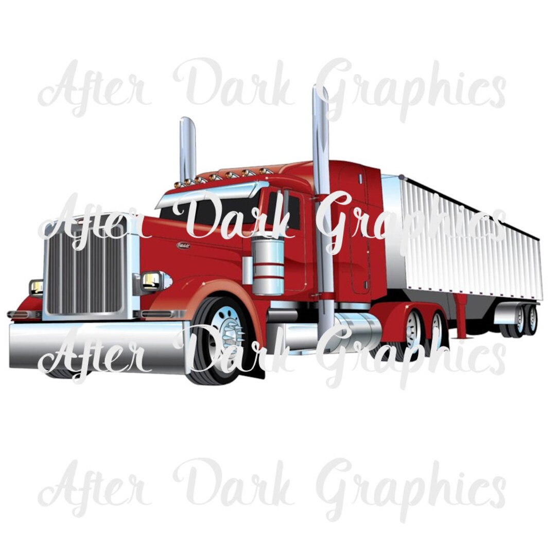 Freight Truck Sublimation Design, 18 Wheeler Design, Red Semi Truck ...