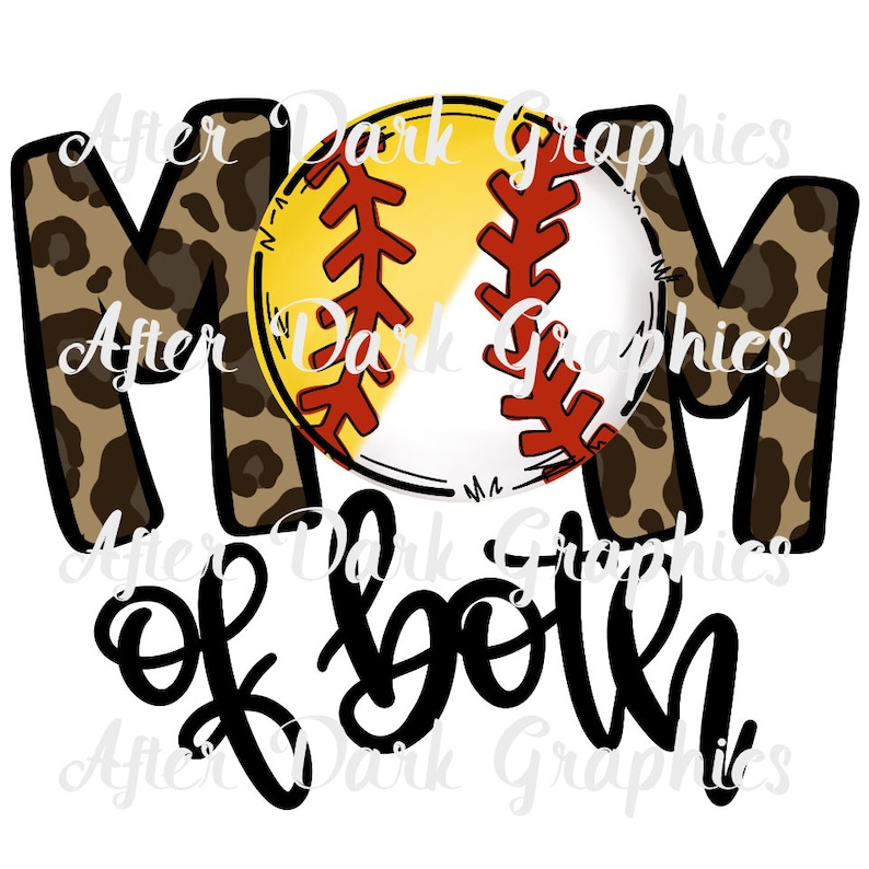 Baseball Softball Mom Printable Png Design Mom Of Both Etsy