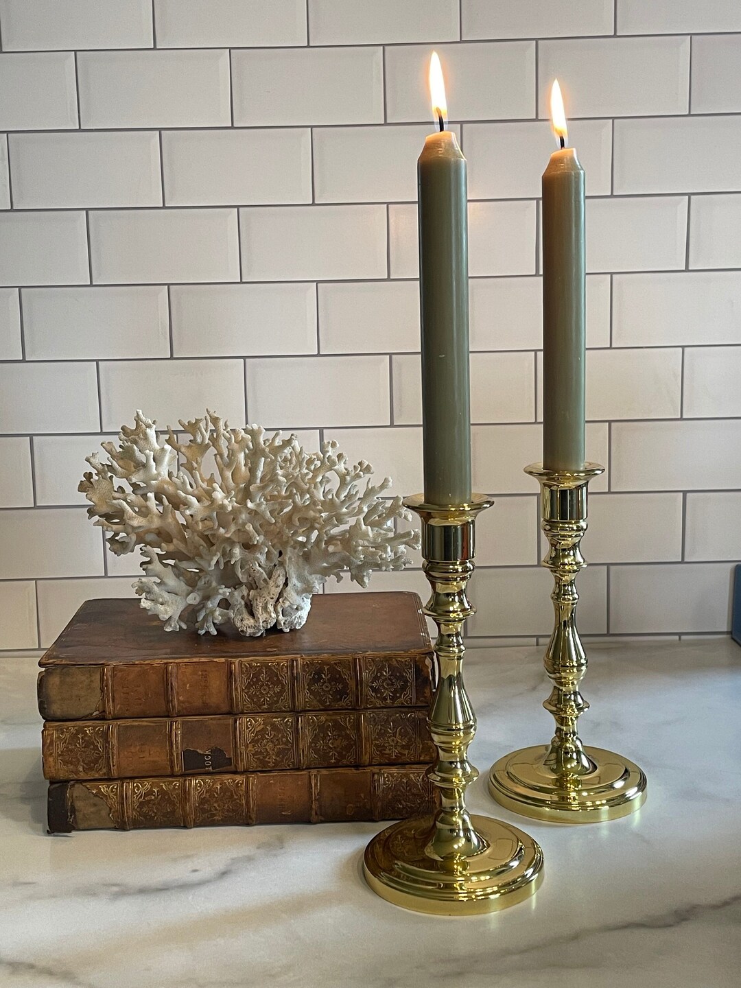 Vintage Heavy Brass Candlesticks sold as Pair - Etsy