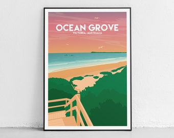 Ocean Grove, Victoria, Australia City Map Print Wall Art Print at Home ...