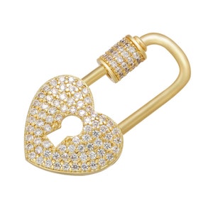 Beautiful Lock CZ Diamond 925 Sterling Silver Carabiner Screw Lock ...