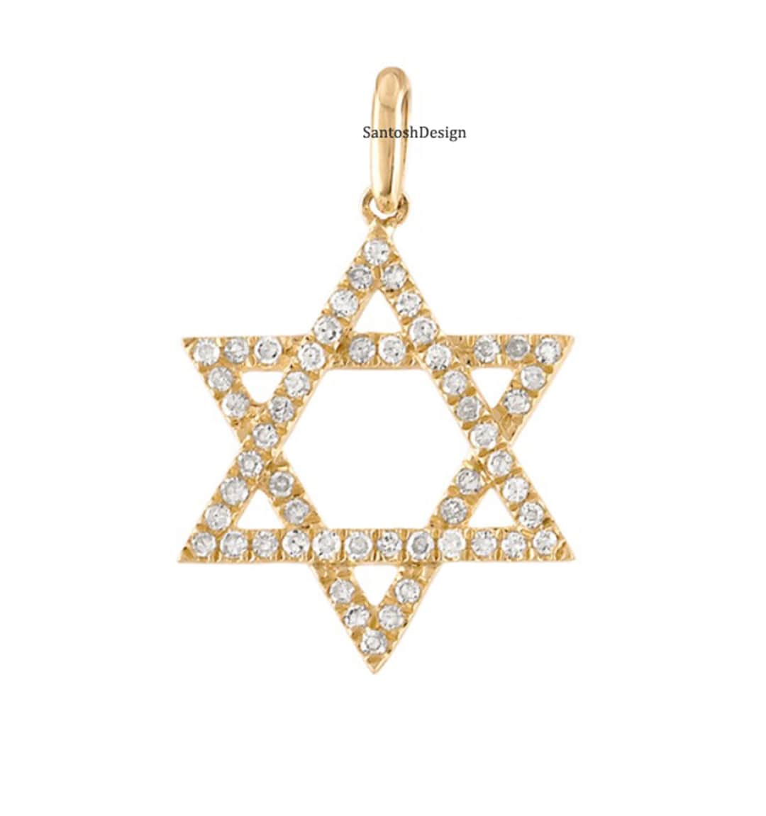 14k Solid Gold Star of David Diamond Charm Pendantbeautiful - Etsy