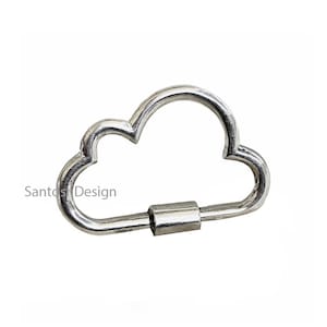 925 Sterling Silver Cloud Shape Carabiner Screw Clasp,beautiful Cloud ...