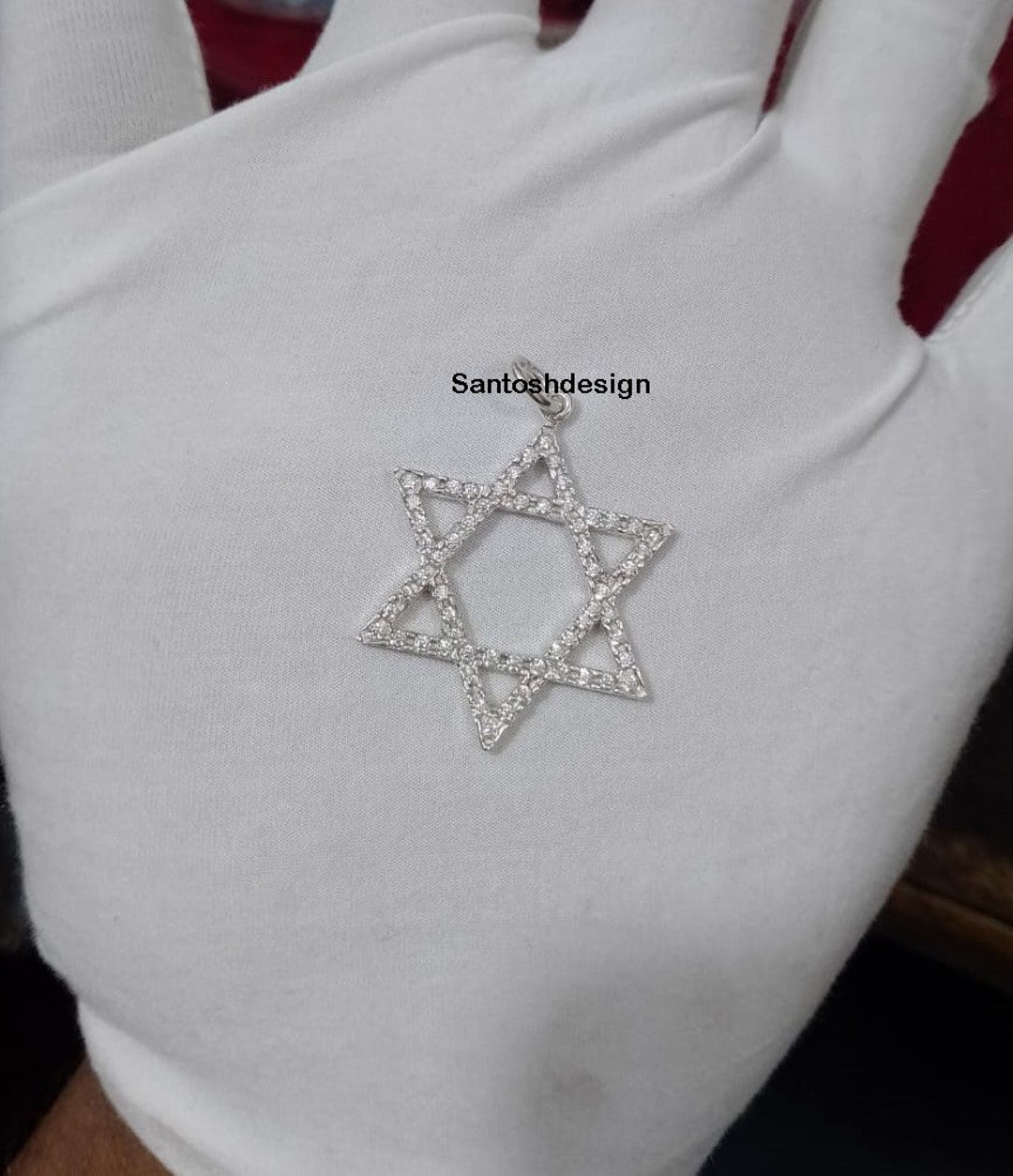 Buy Designer Star of David Diamond Sterling Silver Charm Pendant ...