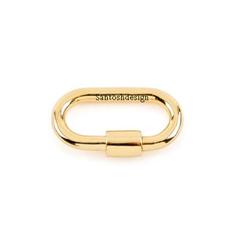 14k Solid Gold Oval Carabiner Lock Claspbeautiful Gold - Etsy