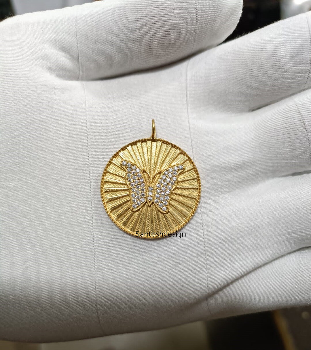 Buy Beautiful Fluted Disc Butterfly Diamond 925 Sterling Silver Charm ...