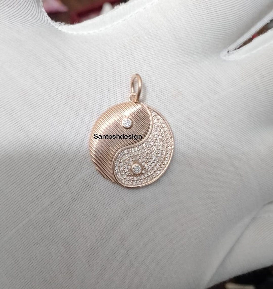Designer Yin Yang Diamond 925 Sterling Silver Charm Pendant,beautiful ...