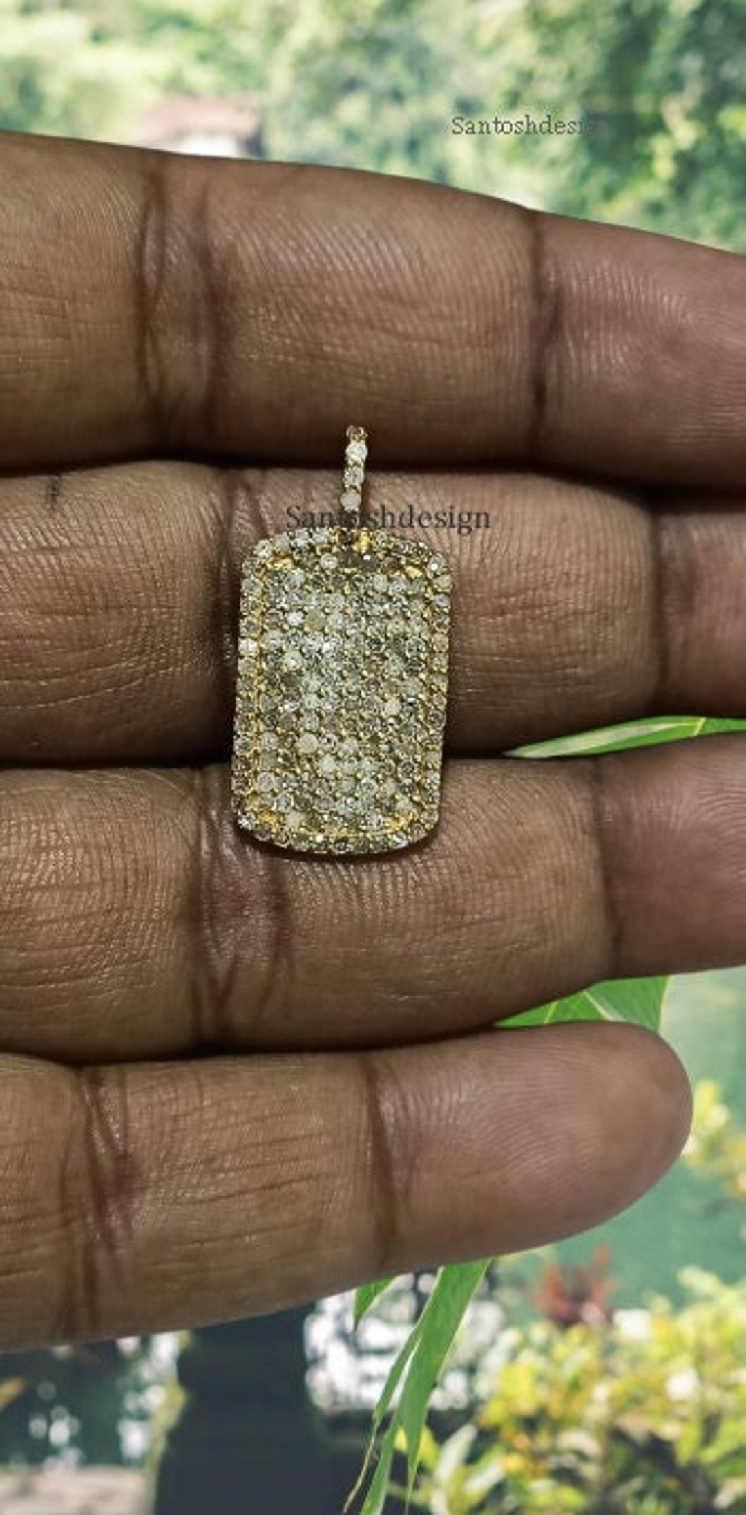 14k Solid Gold Beautiful Dog Tag Diamond Charm Pendant,designer Dog Tag ...