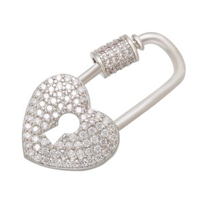 Beautiful Lock CZ Diamond 925 Sterling Silver Carabiner Screw Lock ...