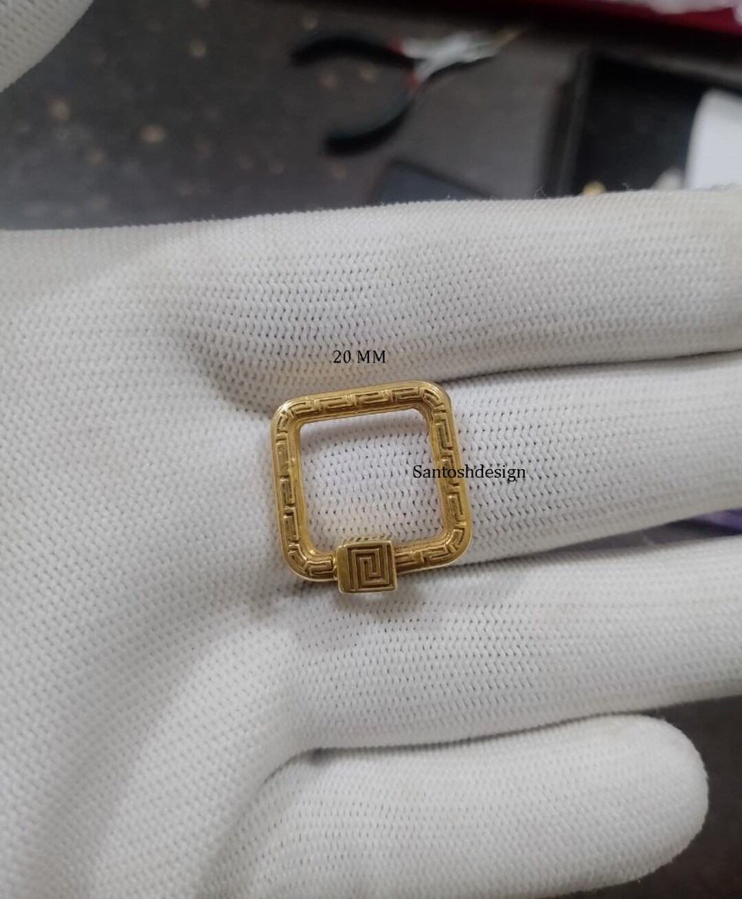 14k Solid Gold Meander Carabiner Screw Lock,beautiful Designer Meander ...