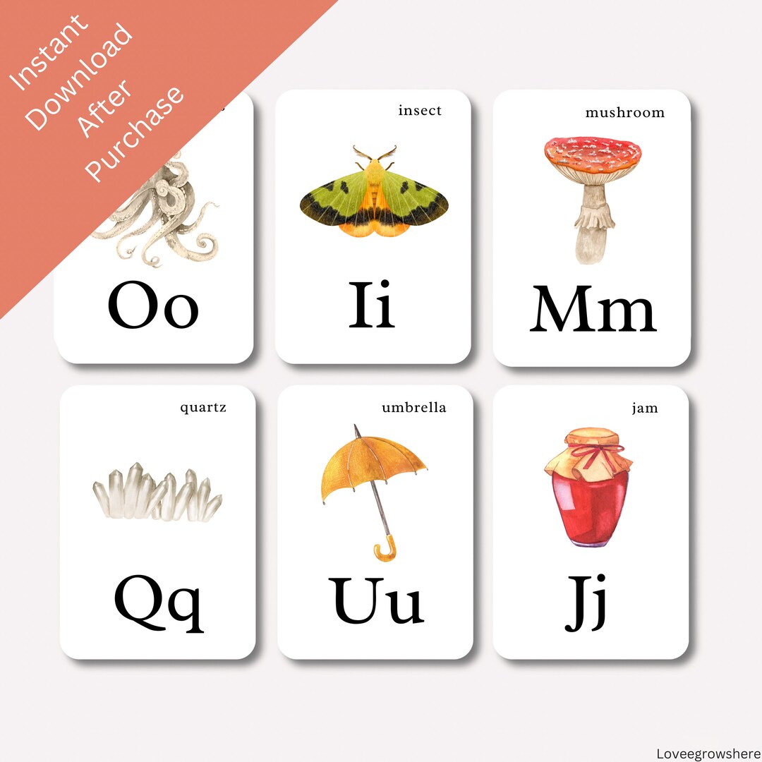 Nature Alphabet Flashcards • A–Z Learning Cards for Kids • Preschool ...