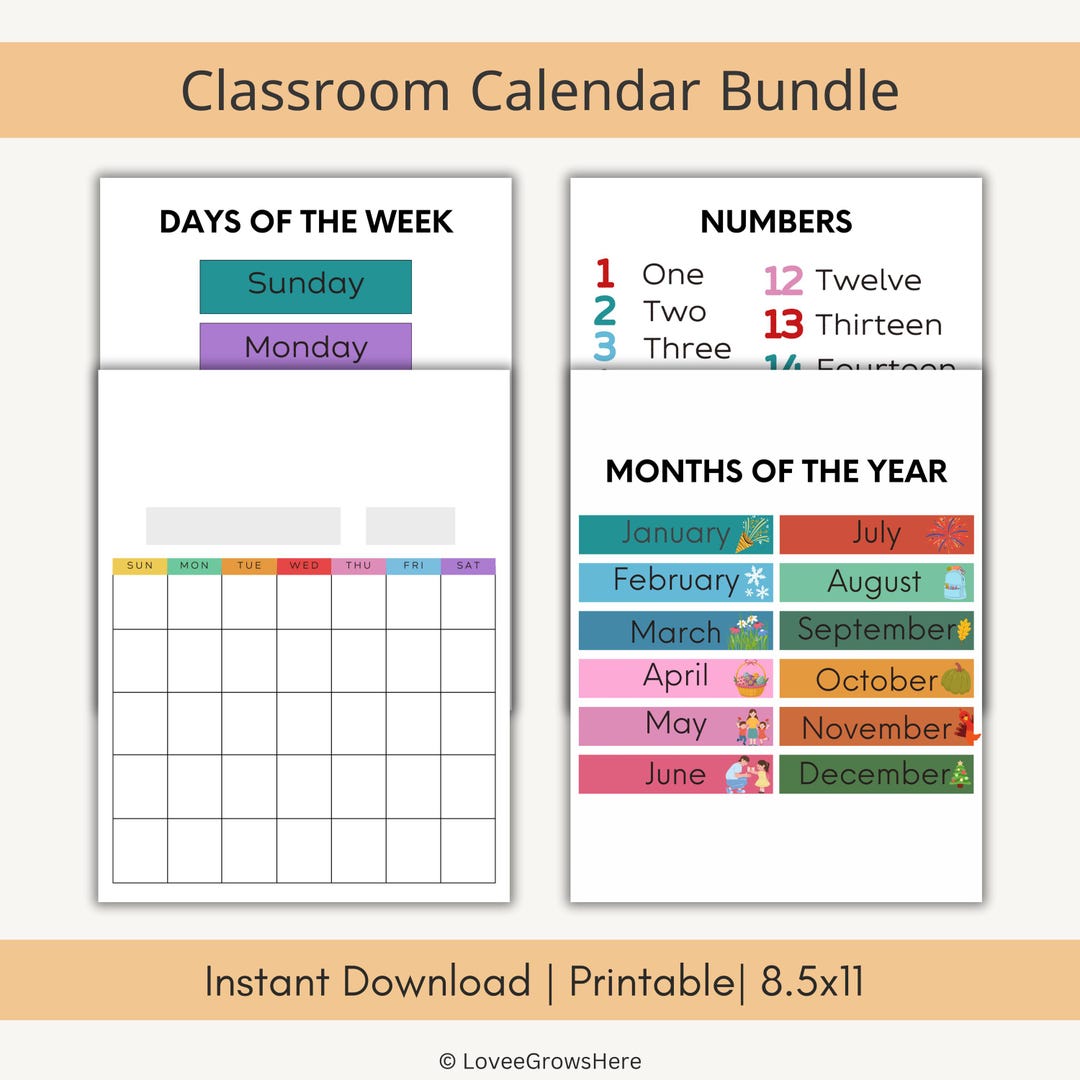 Classroom Calendar Bundle | Printable Calendar Set for Kids | Circle ...